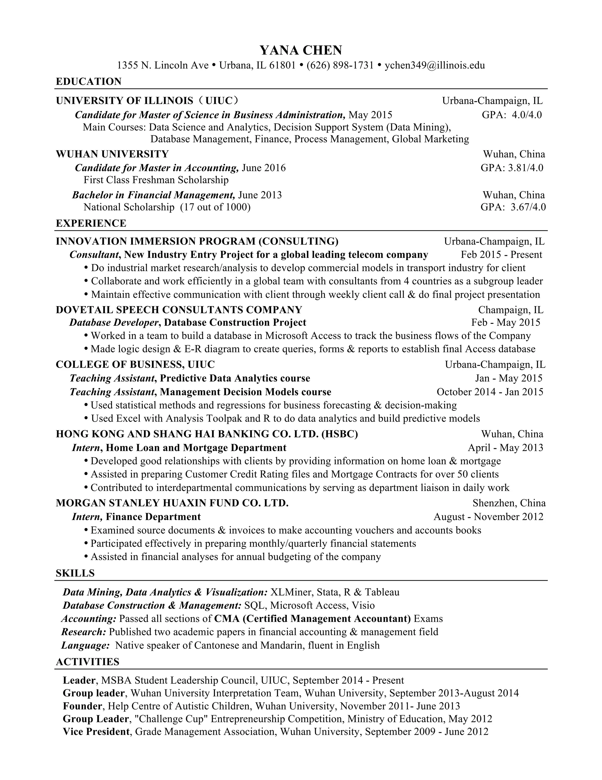 Chen, Yana _ Resume | PDF