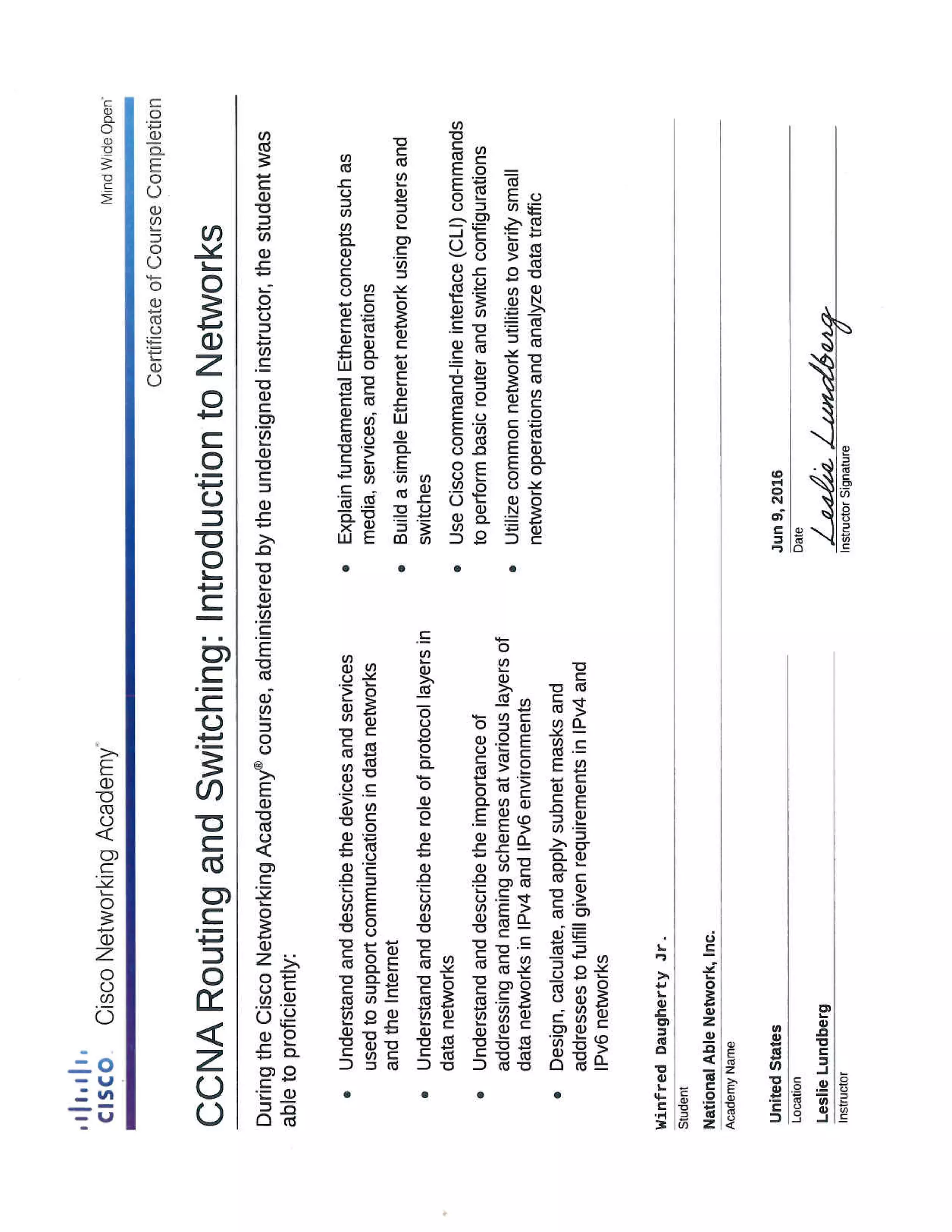Cisco Systems completion and certification documents | PDF