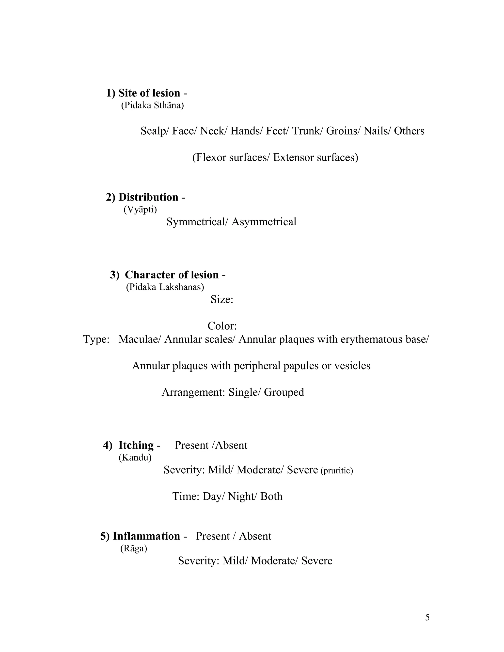 Clinical case sheet format for Dadru Kushta (Ay)/ Fungal Infections | DOC