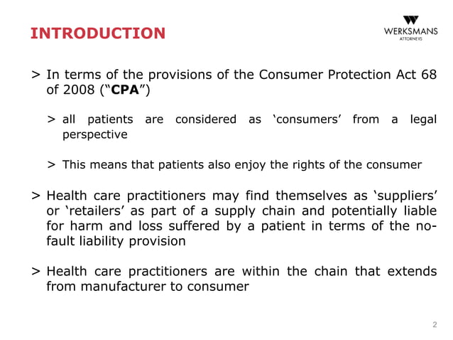 Healthcare and the Consumer Protection Act 68 of 2008 - Ahmore Burger ...