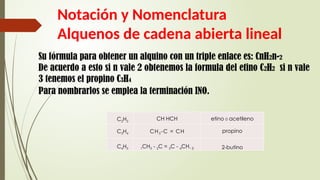 ALCANOS ALQUENOS ALQUINOS DIAPOSITIVAS PARA ESTUDIAR | PPTX