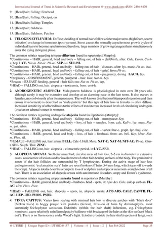 An Attempt to Understanding the Homoeopathic Approach in Alopecia | PDF