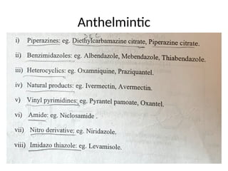 anthelmintic properties and their classification | PPT