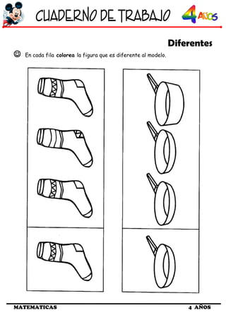 Cuaderno de trabajo I - 4 Años Matematica | DOC