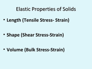 elastic properties of solids | PPT