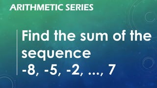 Grade 10 Mathematics Arithmetic Series Lesson | PPTX