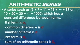 Grade 10 Mathematics Arithmetic Series Lesson | PPTX