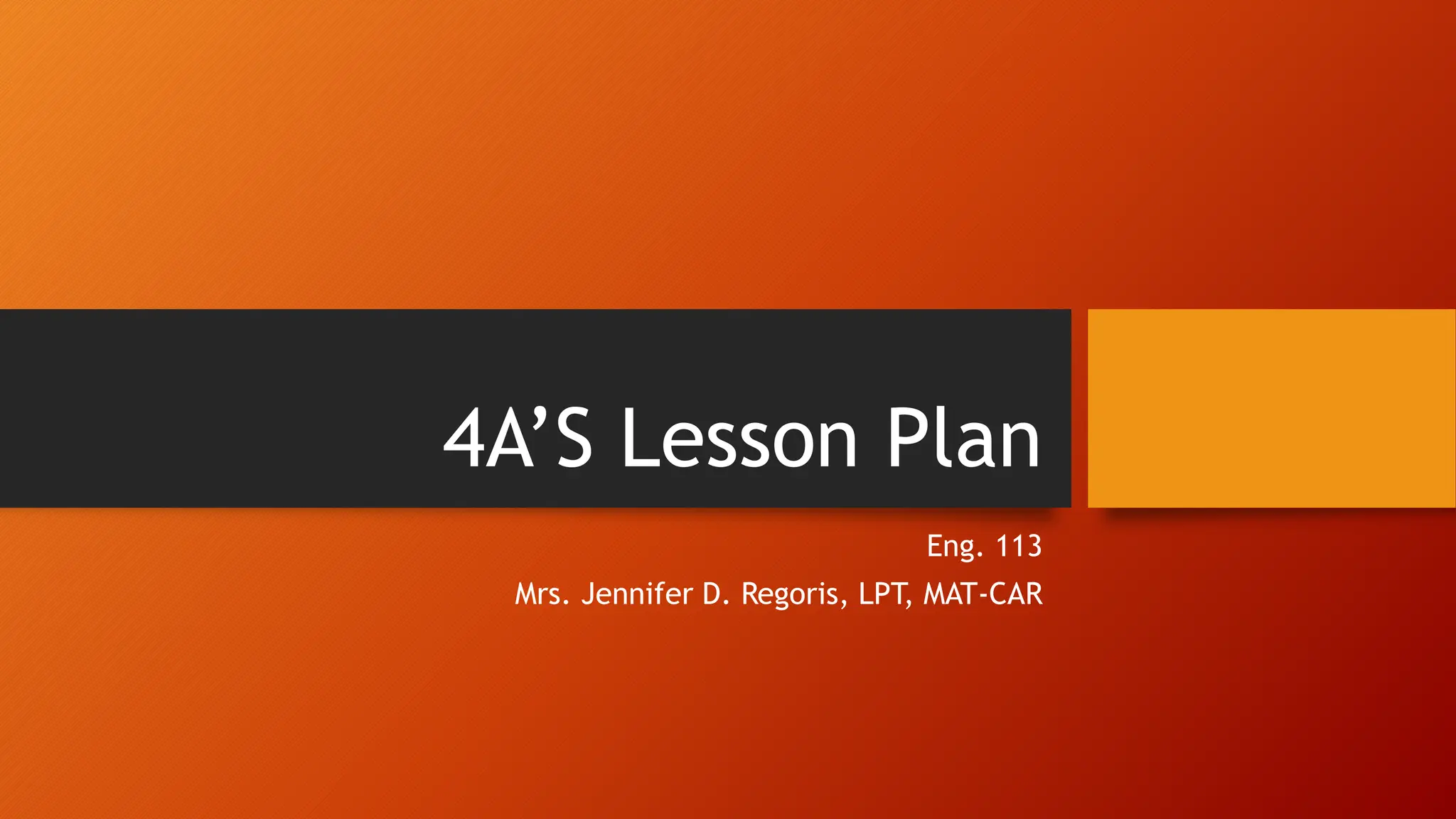 4As (Activity, Analysis, Abstraction, Application) Lesson Plan | PPTX