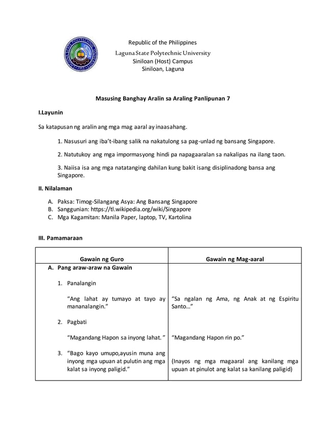 Sample Lesson Plan With 7es Sample Lesson Plan With 7es