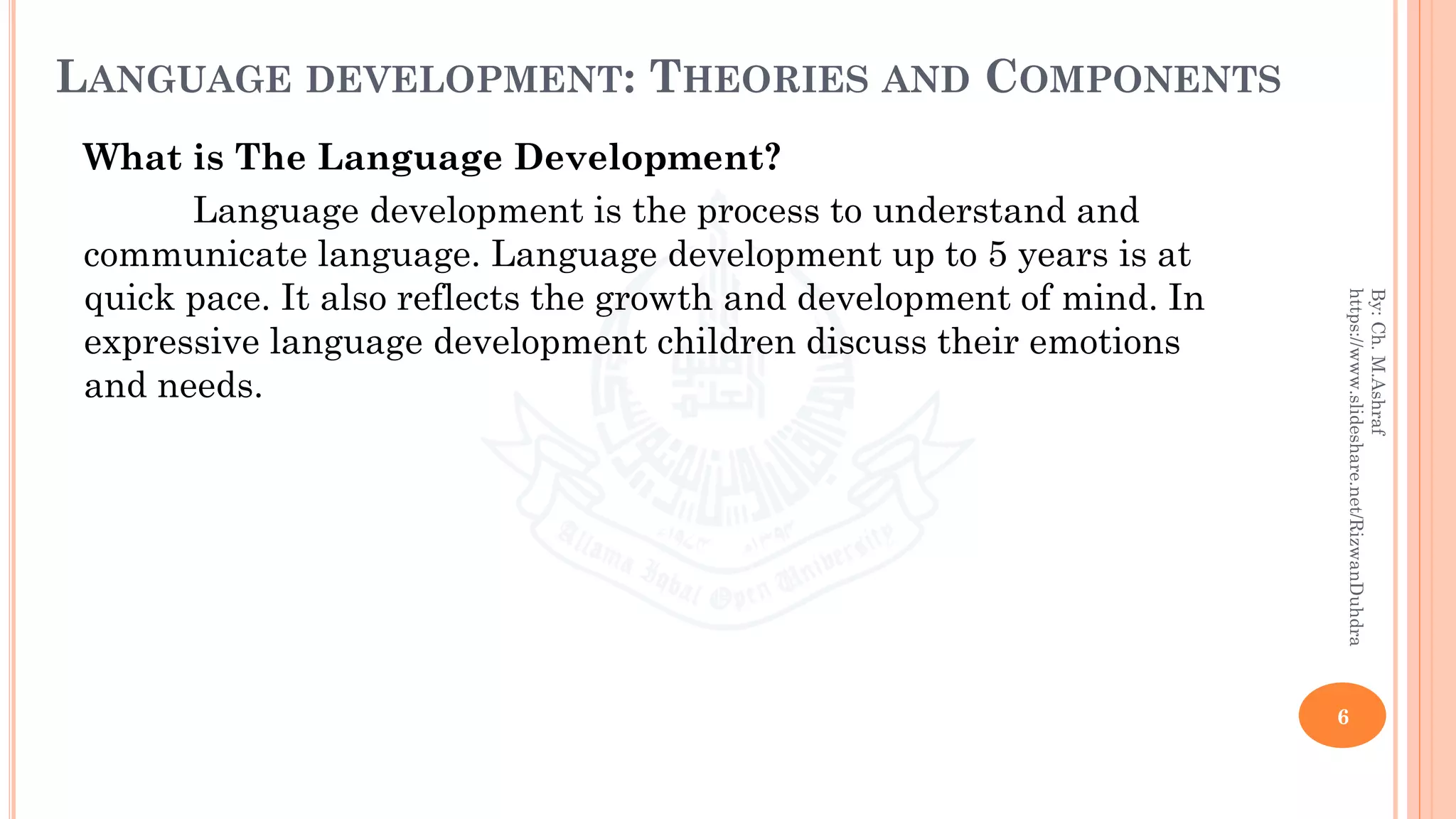 Language Development, Theories and Components | PDF
