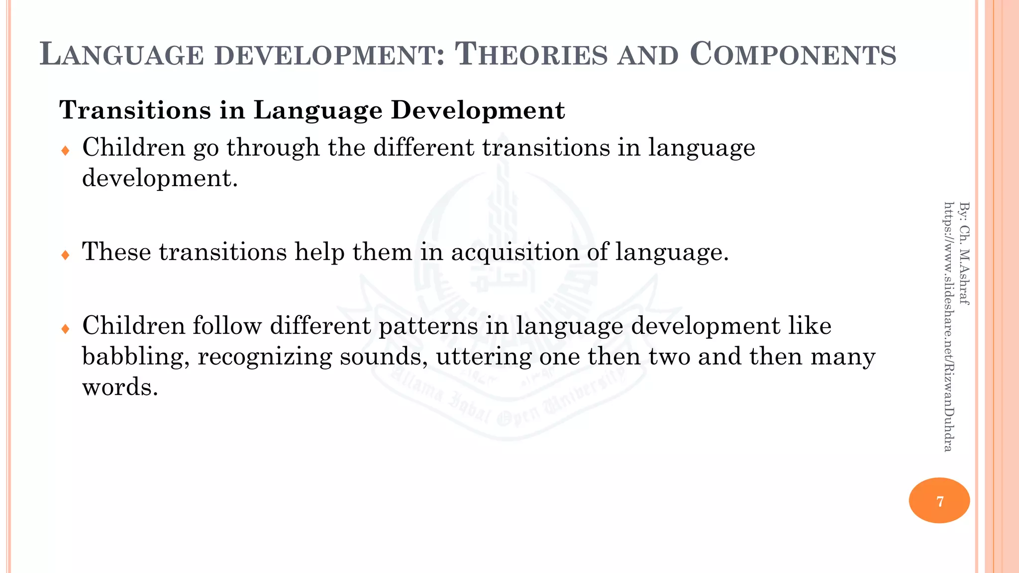 Language Development, Theories and Components | PDF