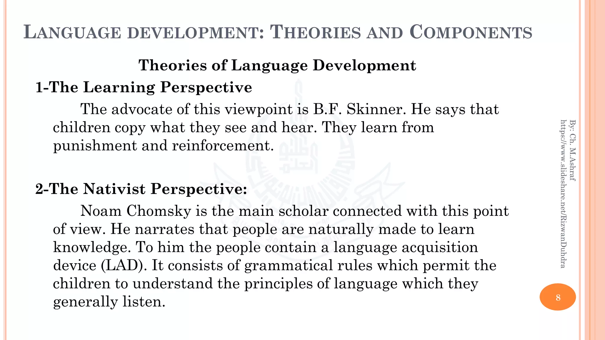 Language Development, Theories and Components | PDF