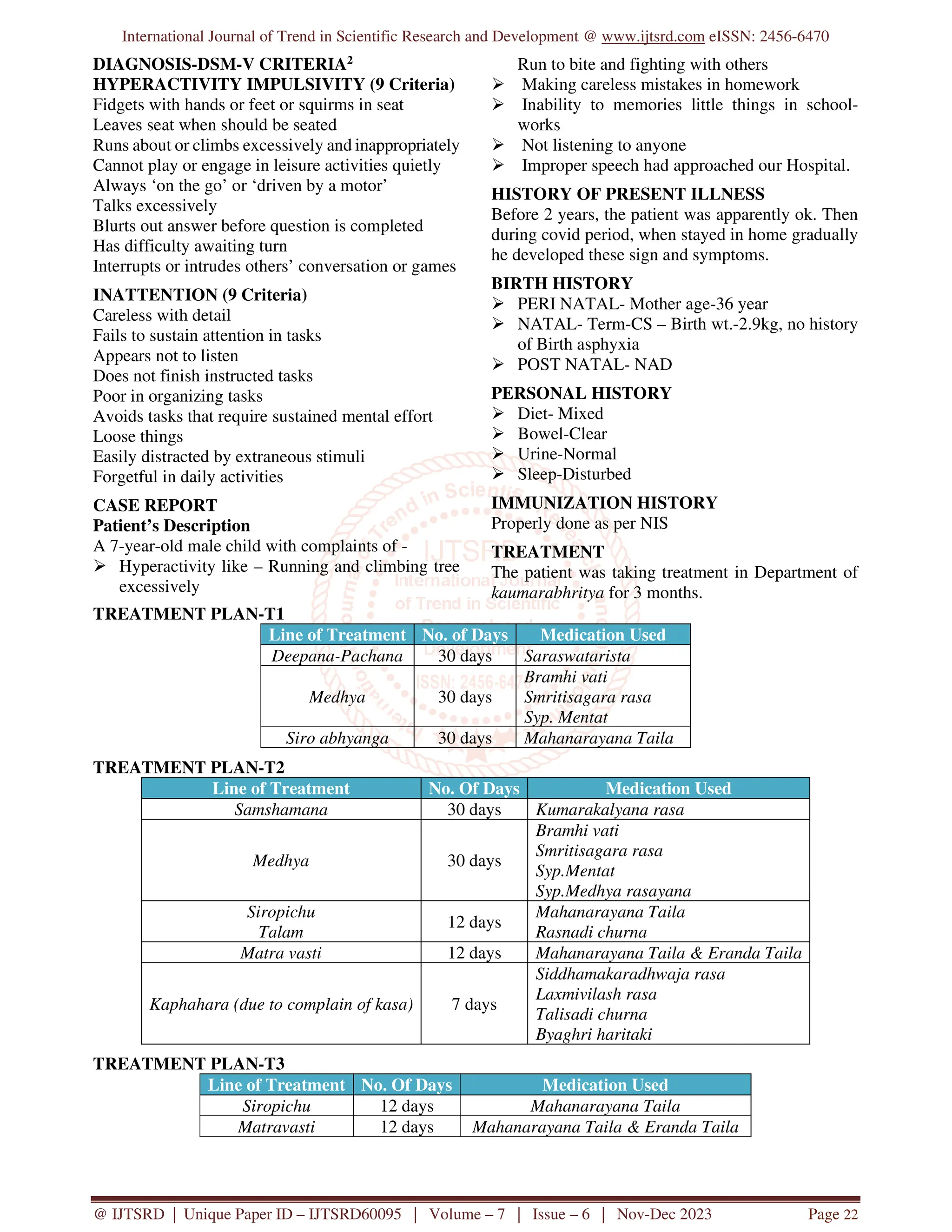 Ayurvedic Management of ADHD A Case Study | PDF