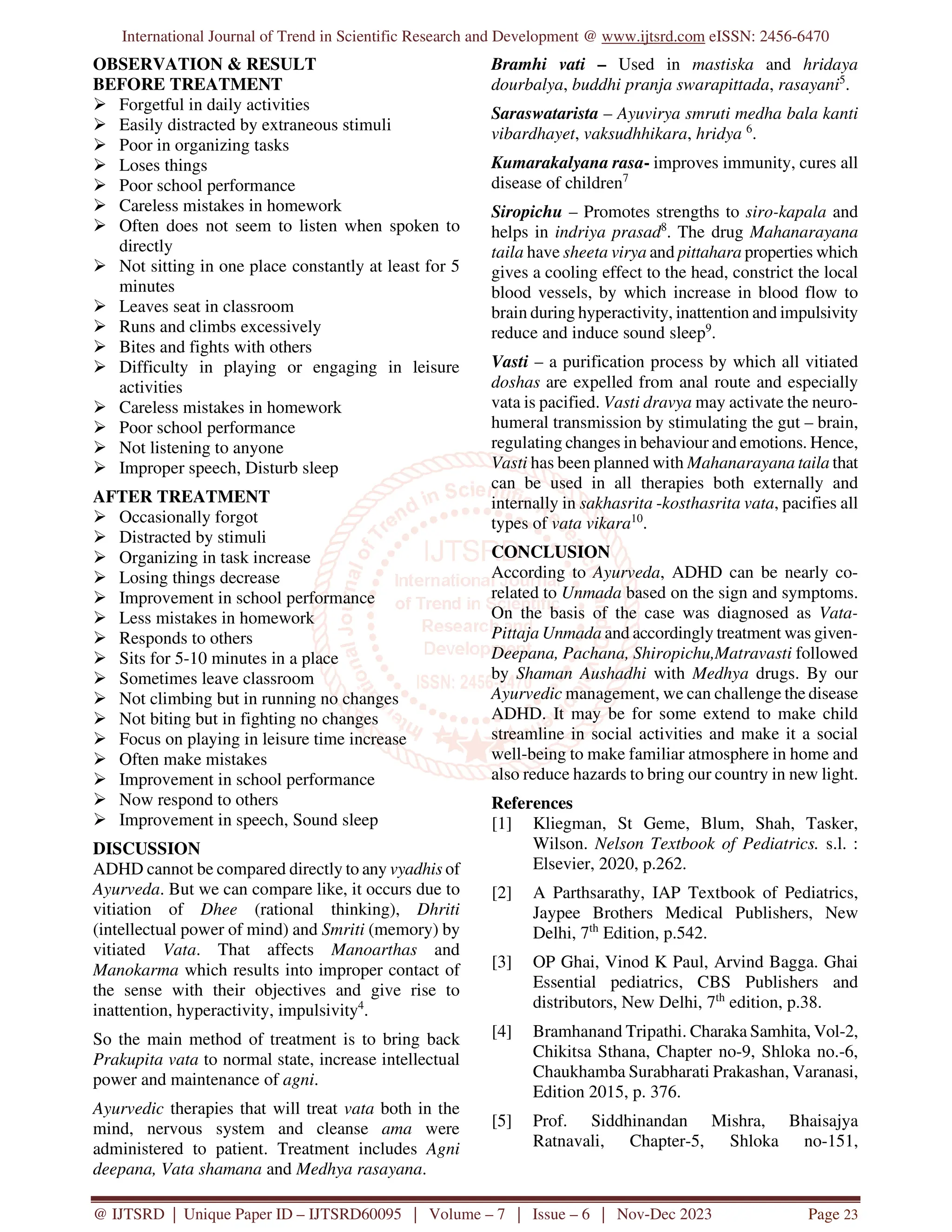Ayurvedic Management of ADHD A Case Study | PDF