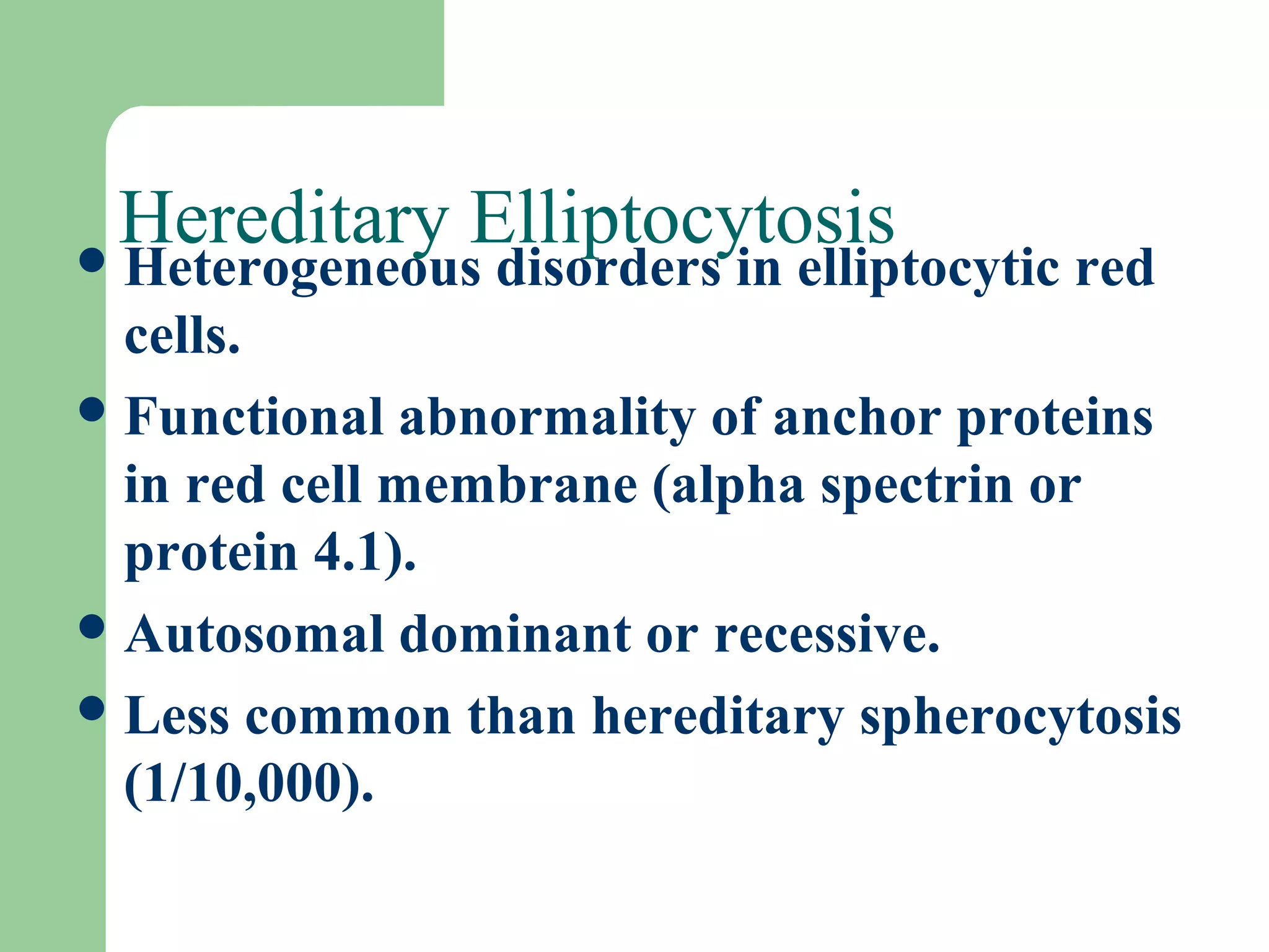 hemolytic anemia (cell membrane defect) | PPT