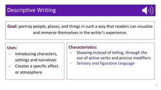 Using Descriptive Language in writing for students | PDF