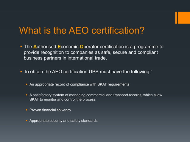 AEO Certification Analysis and Evaulation Final | PPT