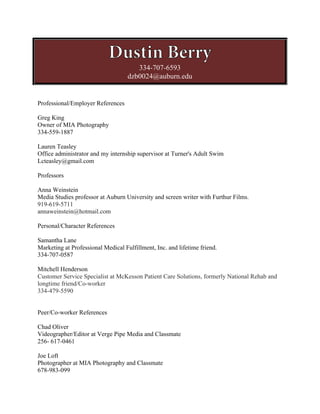 Dustin Berry's references | PDF | Careers