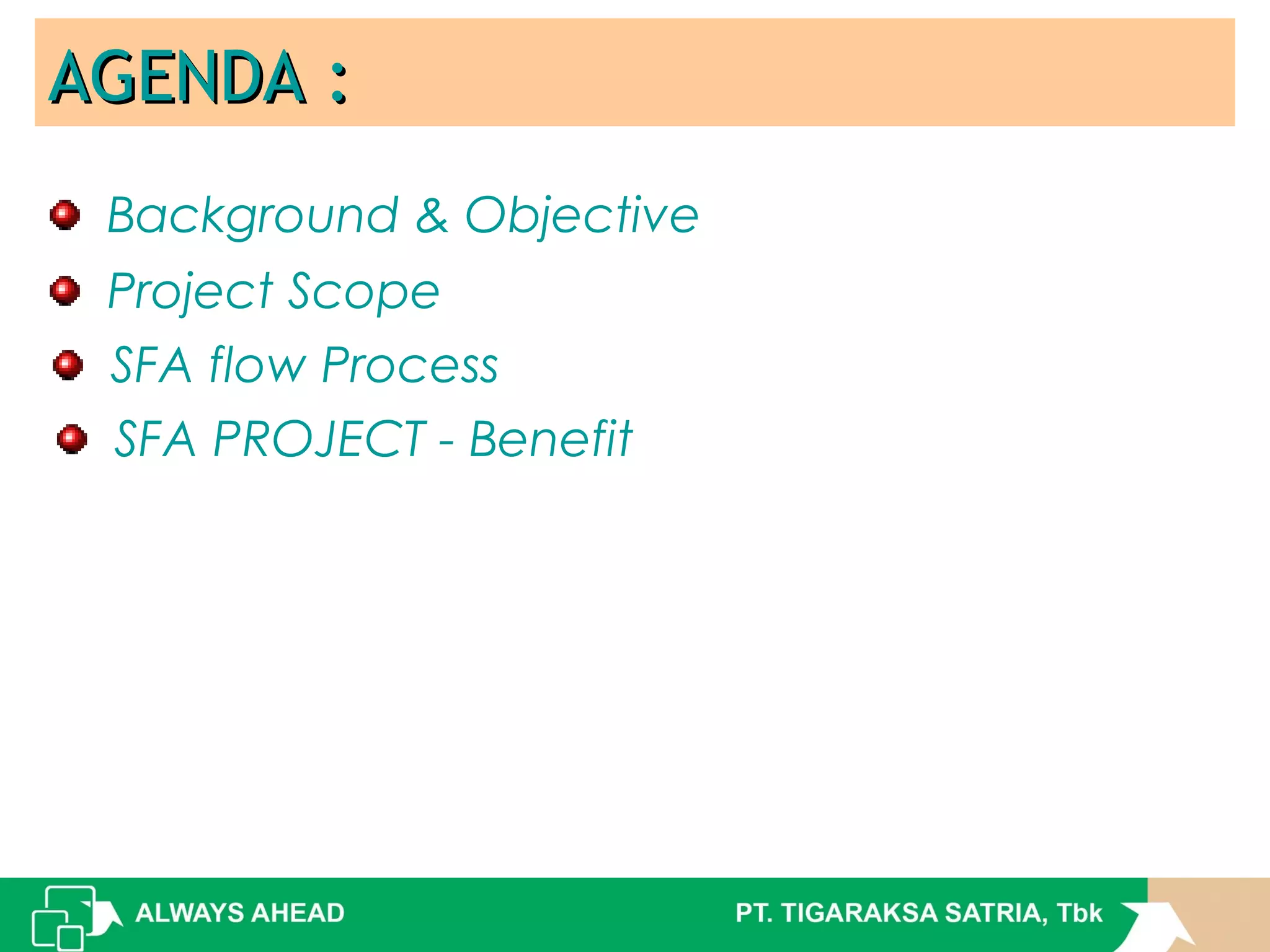 SFA PROJECT – Success Story | PPT