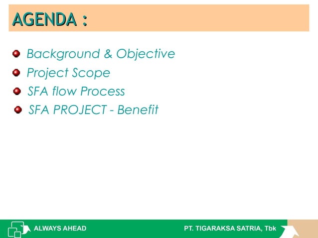 SFA PROJECT – Success Story | PPT