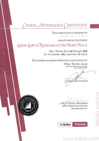 BDjobs training certificate | PDF