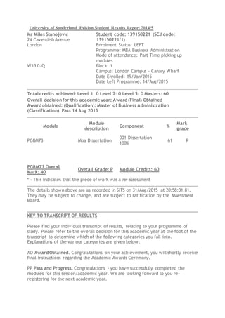 e_Vision Student Results Report | DOCX