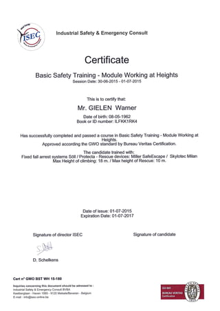 Basic Safety Training Working at Heights | PDF