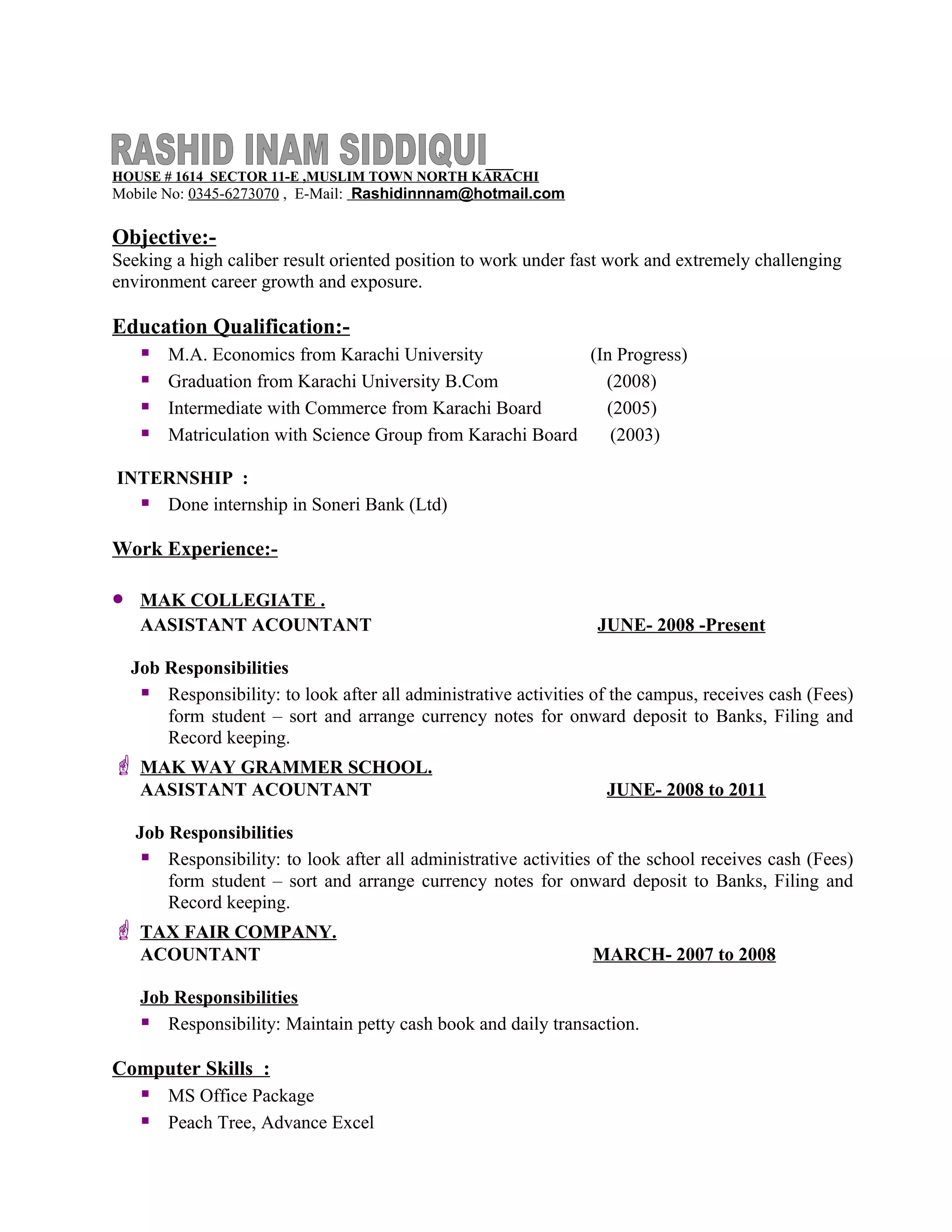 edited rashid (shayan c.v) | PDF