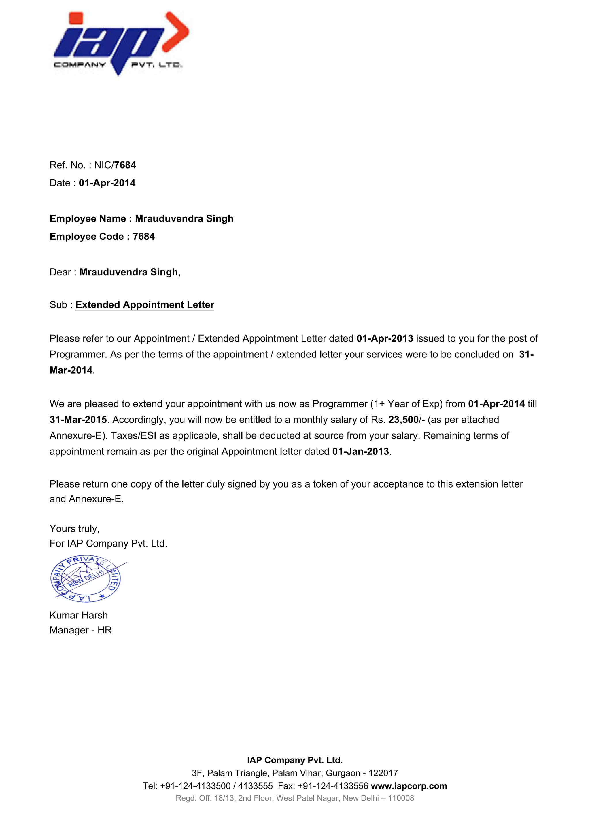 Extended_Appointment_Letter | PDF