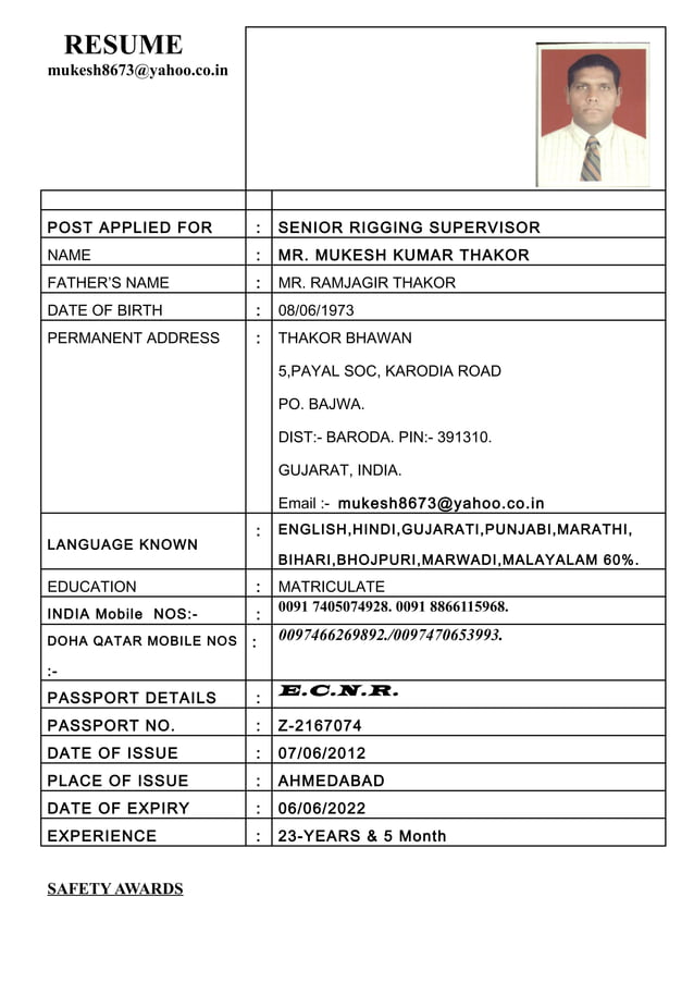 RESUME OF MUKESH | PDF