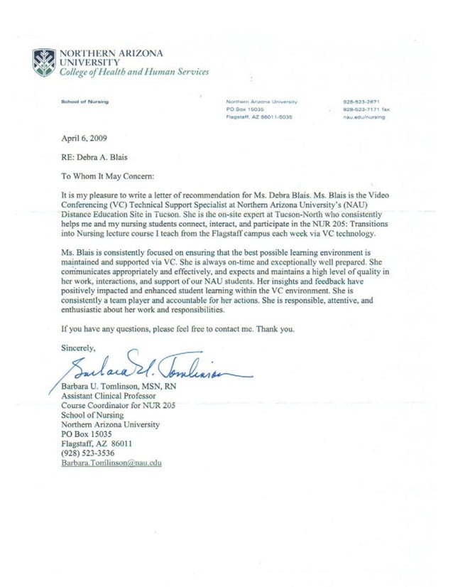 NAU Letter of Rec | PDF