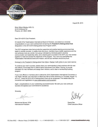 DCP president's letter 2015 | PDF