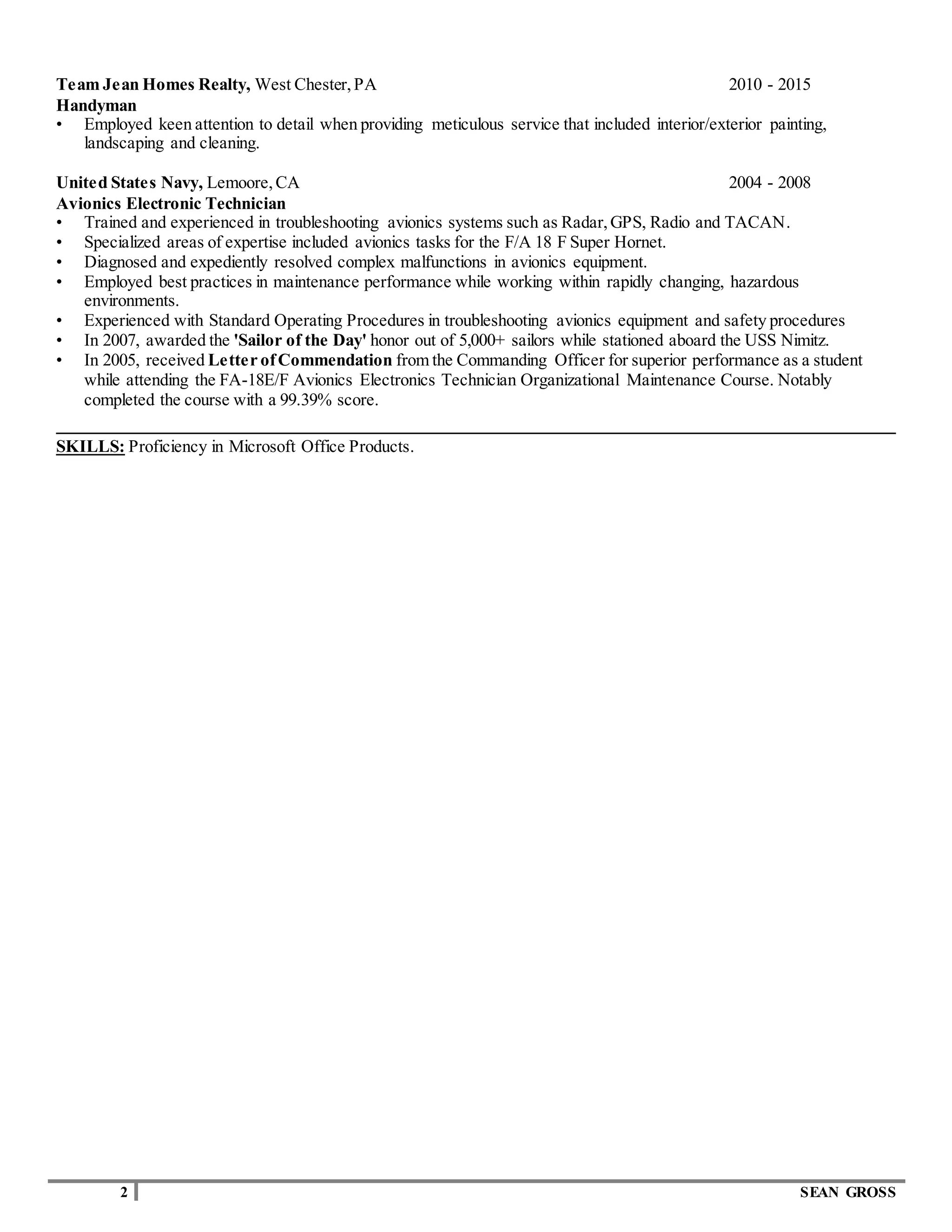 Sean Gross Resume | DOCX