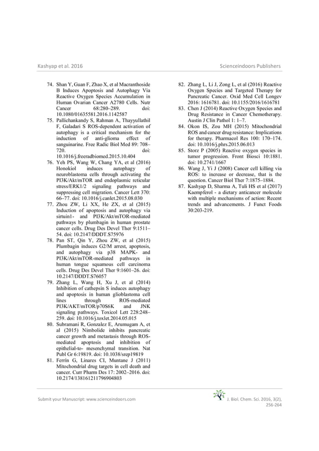 Reactive Oxygen Species (ROS) an Activator of Apoptosis and Autophagy | PDF