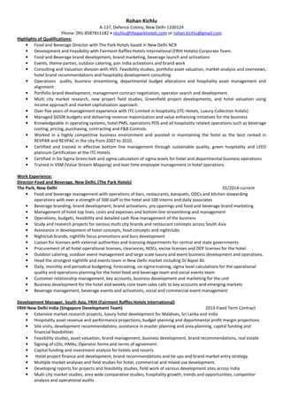 Rohan Kichlu-Profile-The Park | PDF | Business Travel | Travel Type