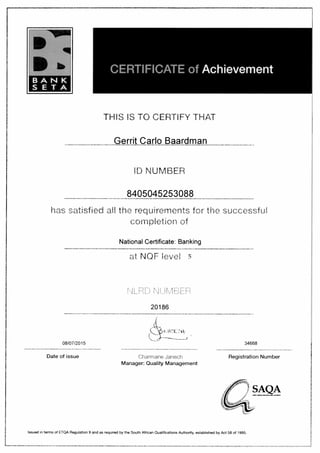 NQF5 Certificate | PDF