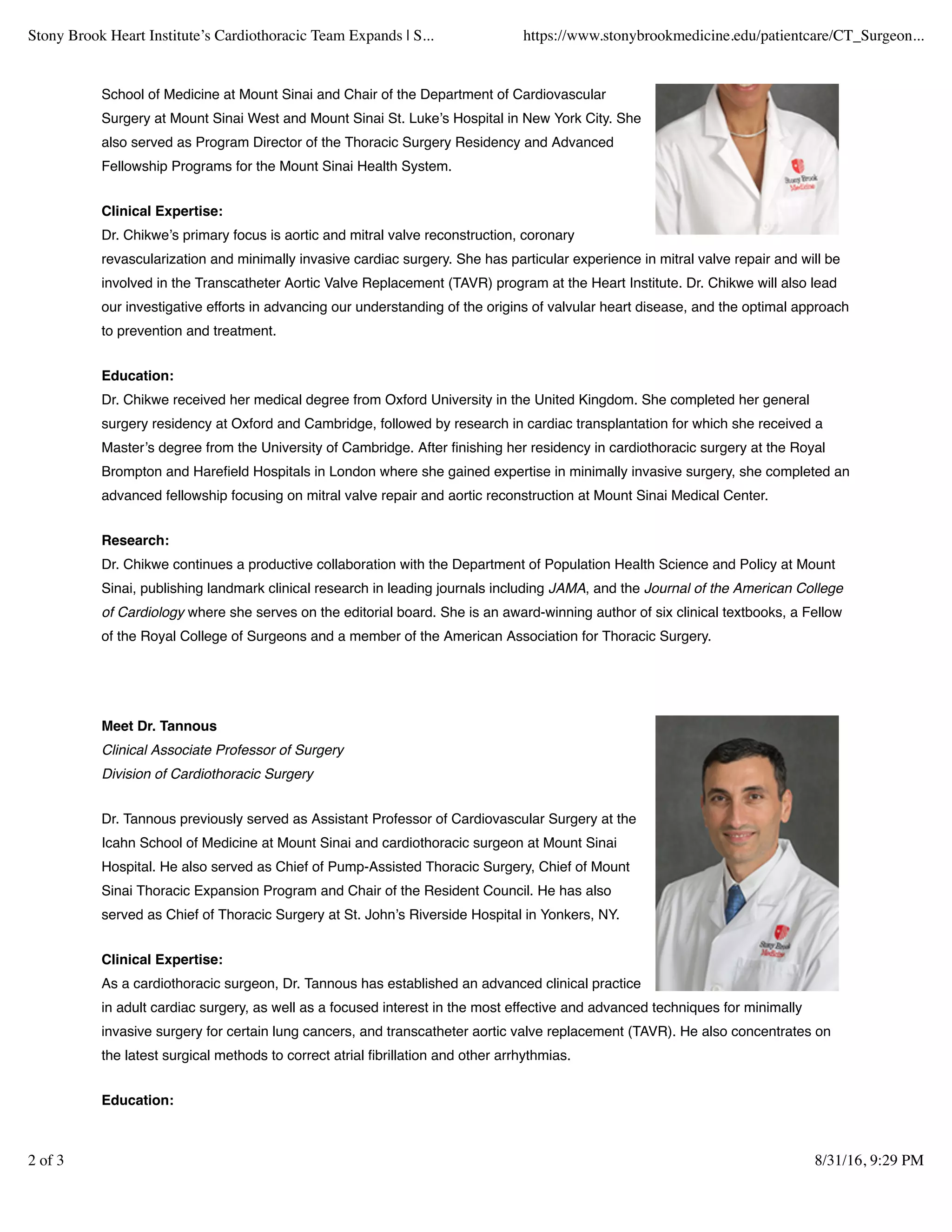 Stony Brook Heart Institute’s Cardiothoracic Team Expands | Stony Brook Medicine | PDF