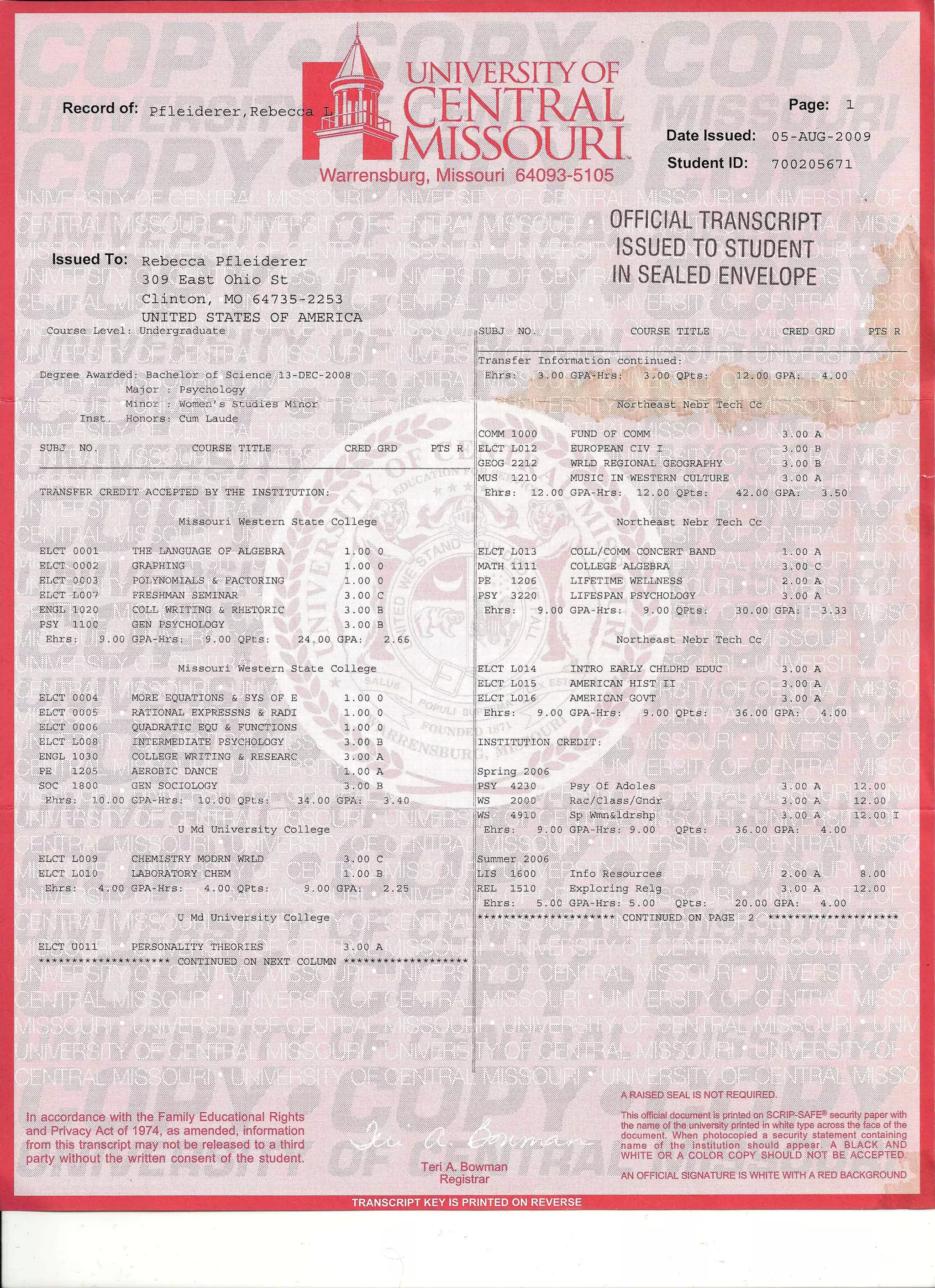 Transcript page 1 BS | PDF