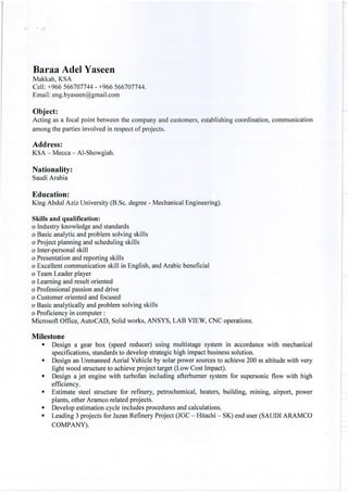 Mech. Baraa Yaseen CV 10052016 | PDF