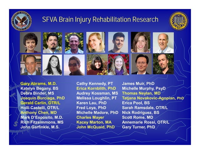 SFVA Brain Injury Rehabilitation Research 11-23-15 | PPT