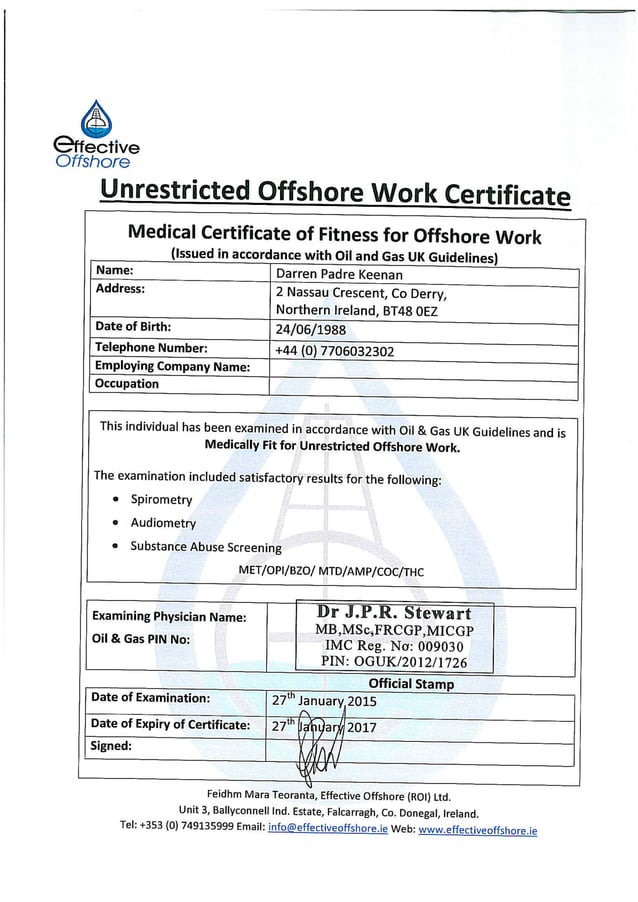 Offshore Certification | PDF