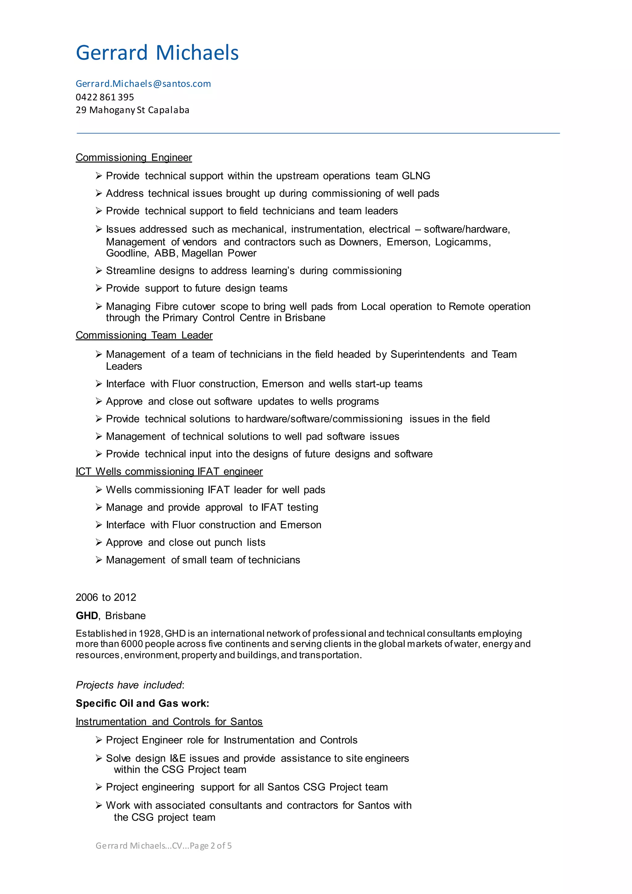 Gerrard Michaels CV 2016 | DOCX