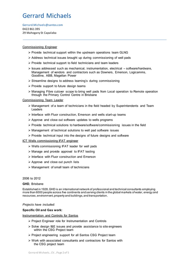 Gerrard Michaels CV 2016 | PDF