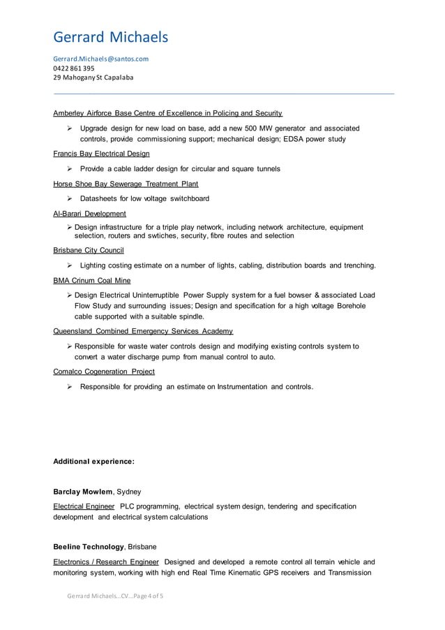 Gerrard Michaels CV 2016 | PDF