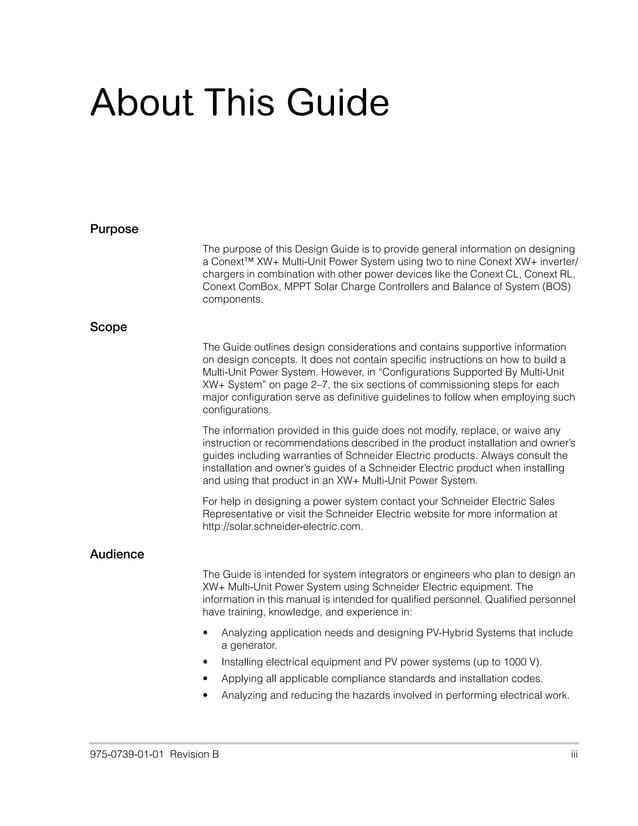 Conext XW+ Multi-Unit Power System Design Guide (975-0739-01-01_Rev-B ...