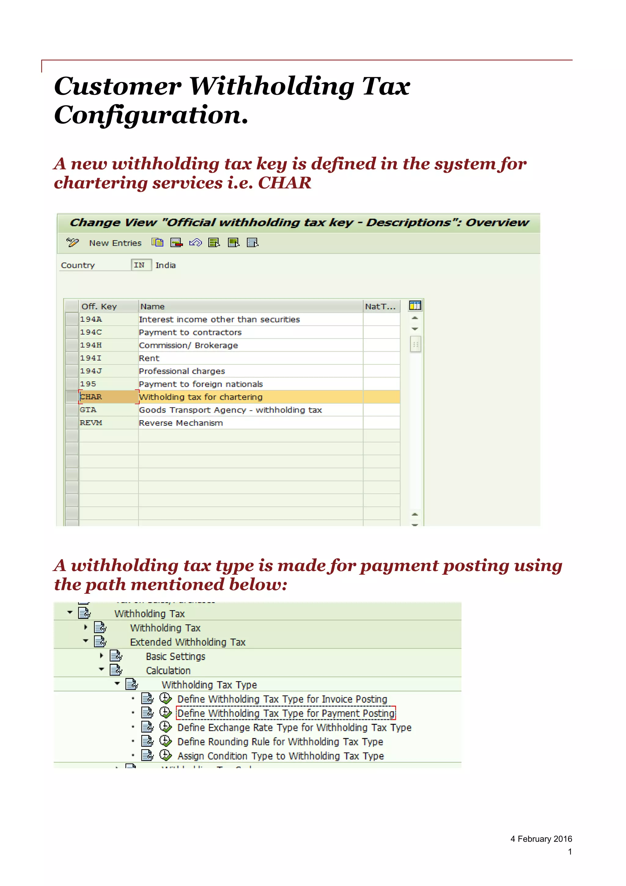 Customer Withholding Tax Configuration | PDF