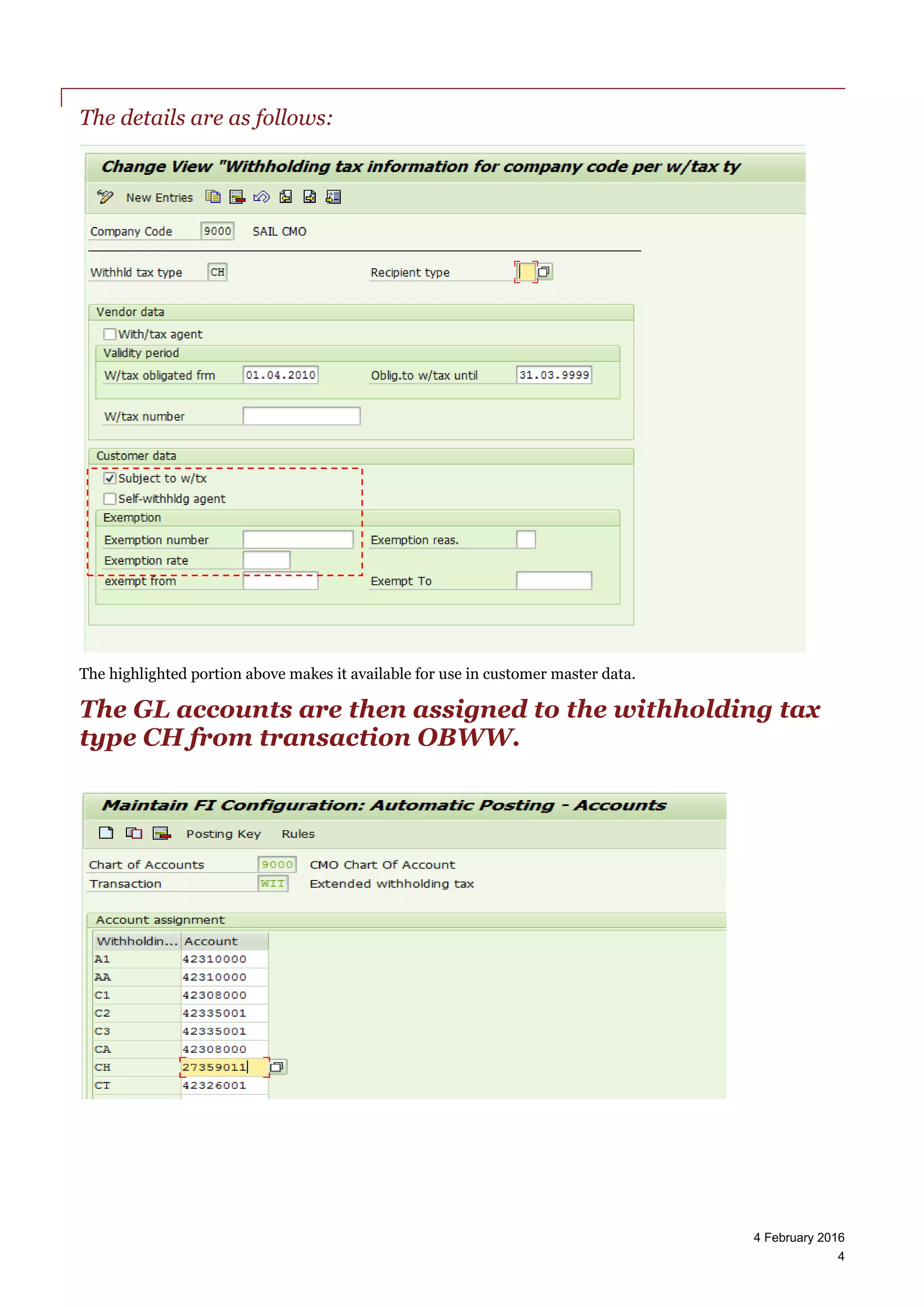 Customer Withholding Tax Configuration | PDF