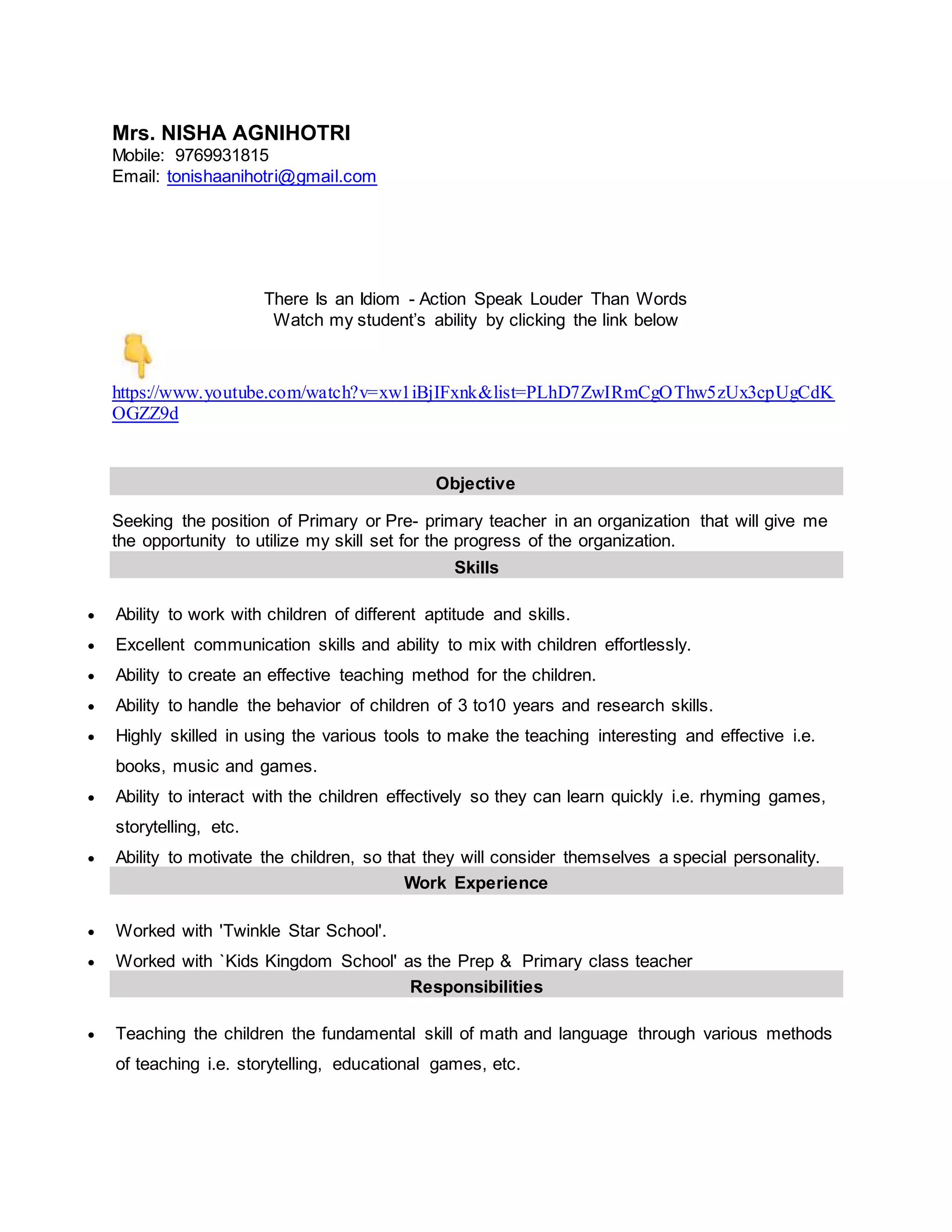 NISHA 2016 RESUME | DOCX