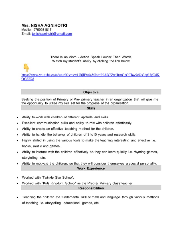 NISHA 2016 RESUME | PDF