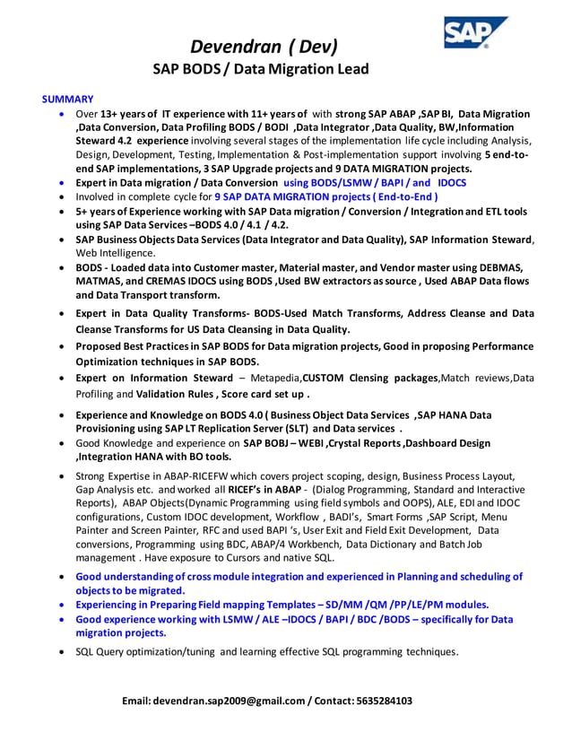 SAP_BODS-Data Migration Consultant | DOCX | Databases | Computer Software and Applications